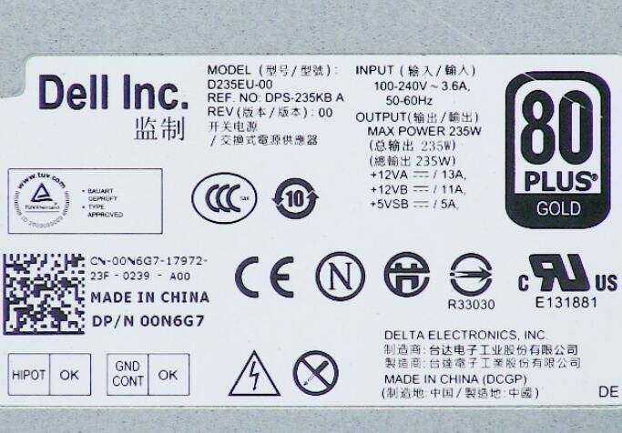 Original [DIY REPLACEMENT] 0N6G7 235W For Dell XPS One 2710 All-In-One ...