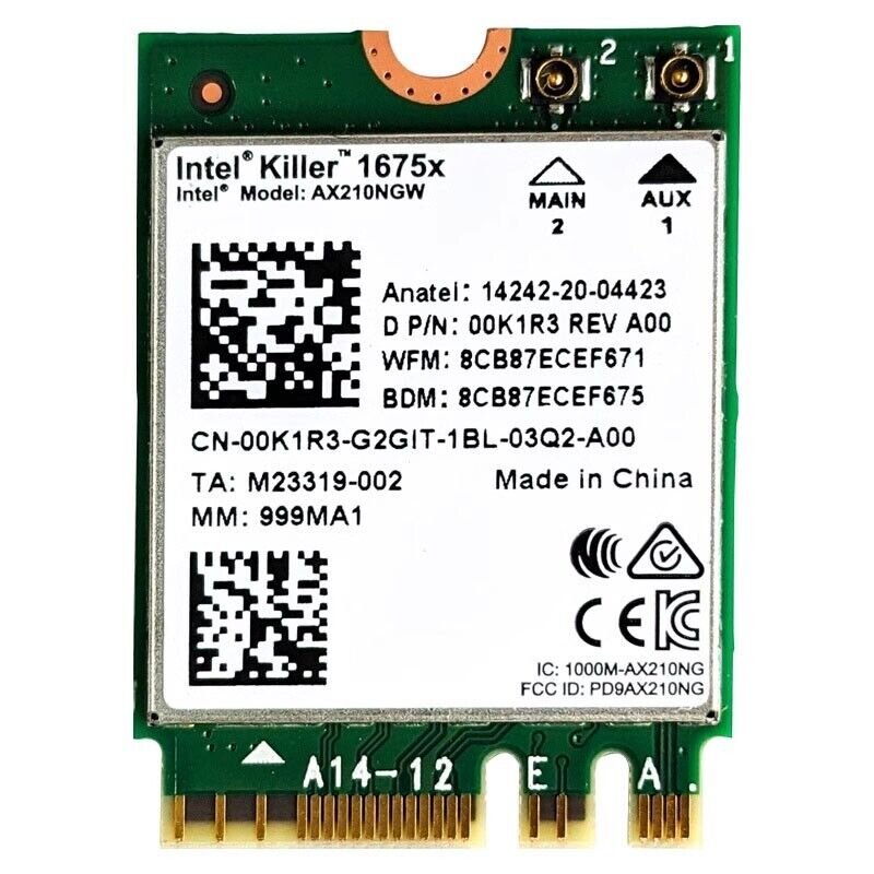 Original Intel Killer 1675x AX210NGW M.2 WIFI 6E 802.11AX Bluetooth 5.3 ...
