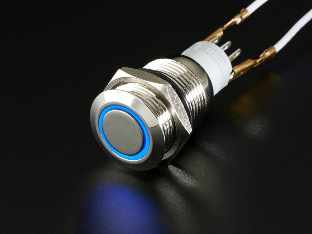 Original Rugged Metal Pushbutton with Blue LED Ring (16mm Blue ...