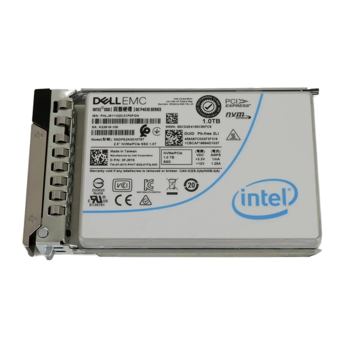 For Dell FJ9YX 1TB RI TLC 2.5Inch NVMe PCIe Gen3.1 x4 SSD with Tray ...